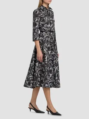 Michael Kors Printed Cotton A-line Midi-dress