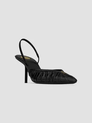 Saint Laurent Folie Slingback Pumps In Smooth Leather And Faux-python