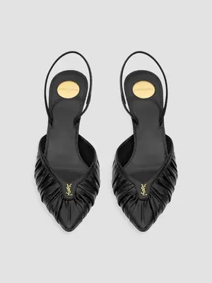 Saint Laurent Folie Slingback Pumps In Smooth Leather And Faux-python