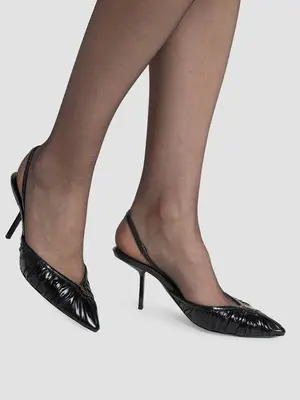 Saint Laurent Folie Slingback Pumps In Smooth Leather And Faux-python
