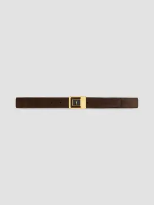 Saint Laurent La 66 Buckle Belt In Suede - Dark Brown