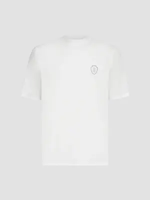 Brunello Cucinelli Techno Piqué Mockneck T-shirt With Logo - Grey