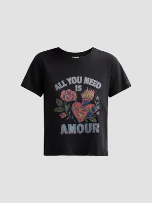 Cinq À Sept All You Need Is Amour Shrunken Band T-shirt - Black Multi