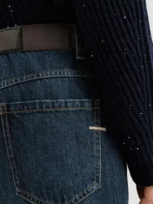 Brunello Cucinelli Authentic Straight Trousers With Shiny Bartack - Denim