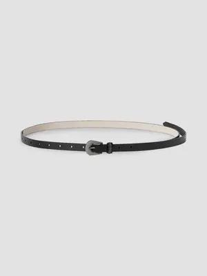 Brunello Cucinelli Vintage-effect Leather Belt With Shimmering Buckle And Shiny Loop Black
