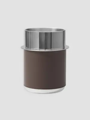 Brunello Cucinelli Silver Plated Steel And Leather Glacette - Cigar