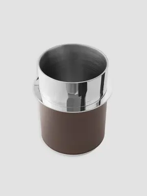 Brunello Cucinelli Silver Plated Steel And Leather Glacette