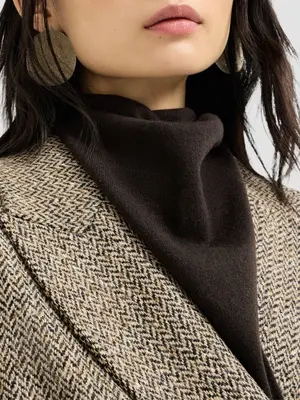 Brunello Cucinelli Cashmere Foulard With Monili - Coffee