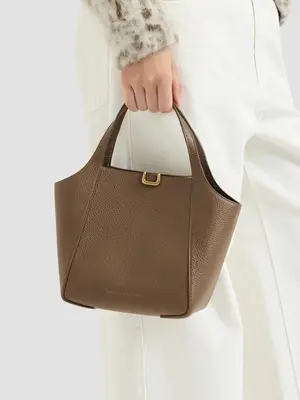 Brunello Cucinelli Sartorial Small Bucket Bag In Soft Grained Leather - Mud