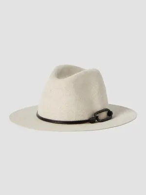Brunello Cucinelli Felt Fedora With Leather And Monili Band - Panama