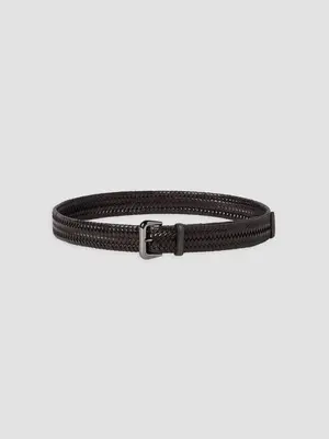 Brunello Cucinelli Stretch Braided Leather Belt With Shiny Loop
