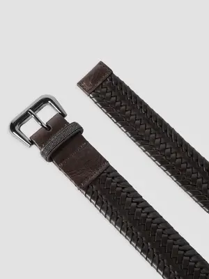 Brunello Cucinelli Stretch Braided Leather Belt With Shiny Loop