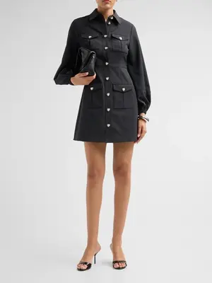 Cinq À Sept Lumira Pearlescent-button Mini Dress