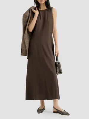Brunello Cucinelli Virgin Wool Fluid Twill Flared Dress