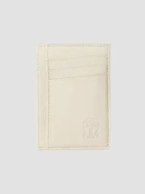 Brunello Cucinelli Fine Grain Calfskin Card Holder - Chalk