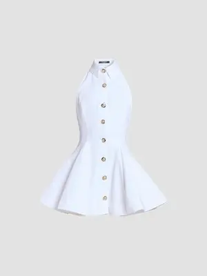 Balmain Cotton Poplin Fit & Flare Minidress - Blanc