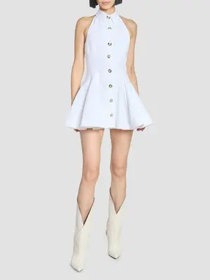 Balmain Cotton Poplin Fit & Flare Minidress