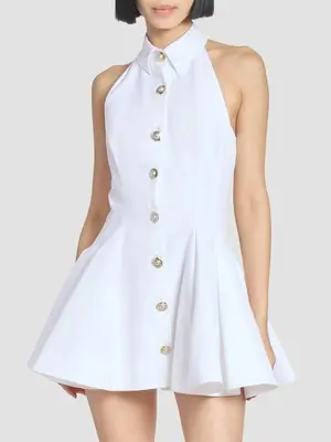 Balmain Cotton Poplin Fit & Flare Minidress