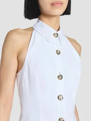 Balmain Cotton Poplin Fit & Flare Minidress