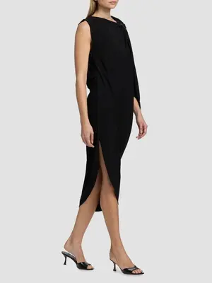 Michael Kors Elliptical Draped-sleeve Jersey Midi-dress