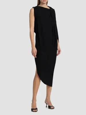 Michael Kors Elliptical Draped-sleeve Jersey Midi-dress