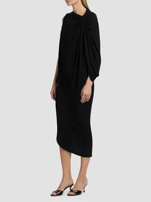 Michael Kors Elliptical Draped-sleeve Jersey Midi-dress