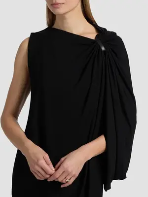 Michael Kors Elliptical Draped-sleeve Jersey Midi-dress