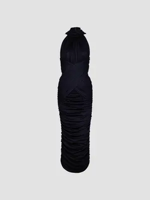 Balmain Ruched Wool Midi-dress