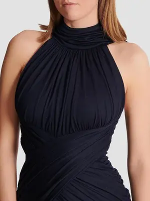 Balmain Ruched Wool Midi-dress