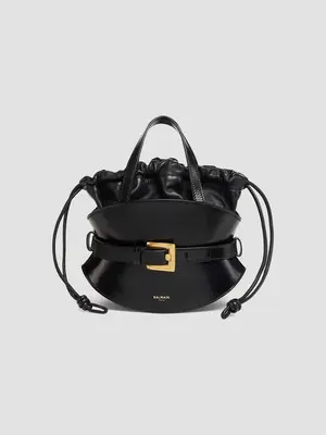 Balmain Mini Shuffle Leather Top Handle Bag - Noir