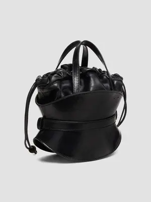 Balmain Mini Shuffle Leather Top Handle Bag - Noir