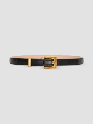 Balmain Anthem Thin Leather Belt - Black