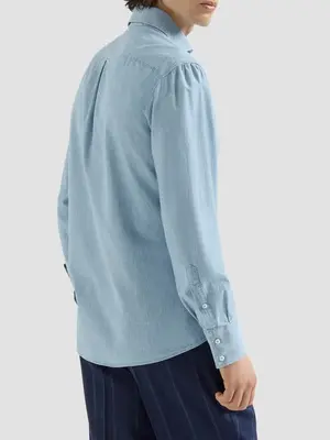 Brunello Cucinelli Denim-effect Chambray Shirt With Spread Collar