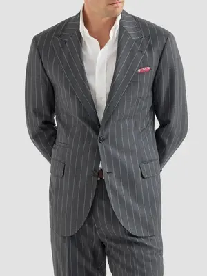 Brunello Cucinelli Super 150s Virgin Wool Wide Chalk Stripe Batavia Tailor Blazer
