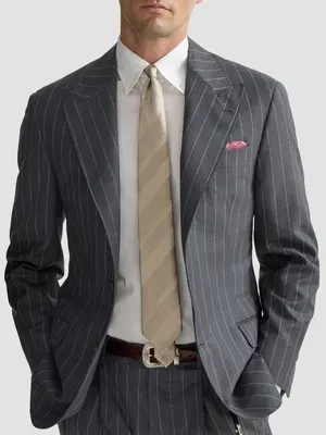 Brunello Cucinelli Super 150s Virgin Wool Wide Chalk Stripe Batavia Tailor Blazer