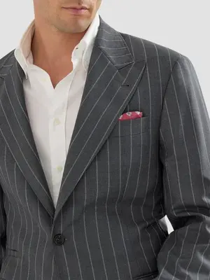 Brunello Cucinelli Super 150s Virgin Wool Wide Chalk Stripe Batavia Tailor Blazer