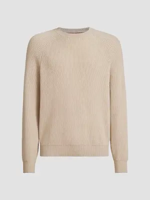 Brunello Cucinelli Cashmere English Rib Sweater With Raglan Sleeves - Sand