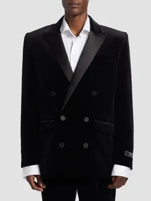 Balmain Velvet & Satin Double-breasted Blazer