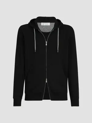 Brunello Cucinelli Cashmere Sweatshirt-style Cardigan With Hood - Black