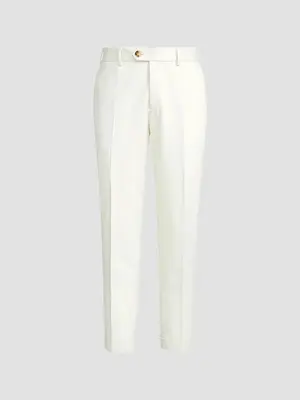 Brunello Cucinelli Cotton And Virgin Wool Gabardine Italian Fit Trousers - Panama