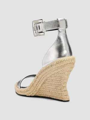 Balmain Anthem Leather Espadrille Wedge Sandals