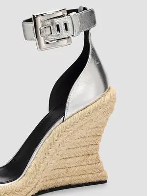 Balmain Anthem Leather Espadrille Wedge Sandals