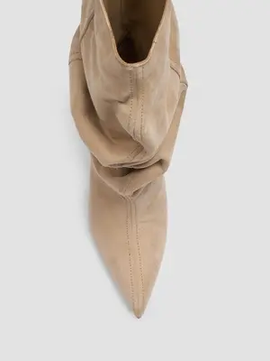 Balmain 95mm Draped Suede Sculptural Ankle Boots