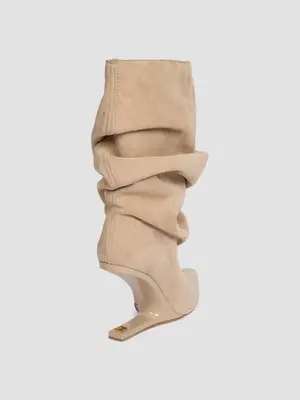 Balmain 95mm Draped Suede Sculptural Ankle Boots
