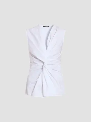 Balmain Twist Cotton Sleeveless Top - Blanc