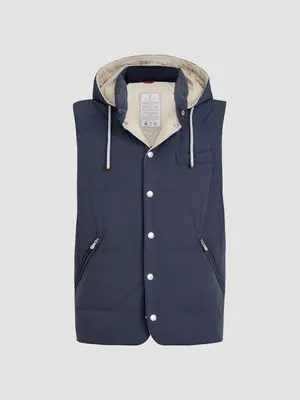 Brunello Cucinelli Bonded Nylon Down Vest With Detachable Hood