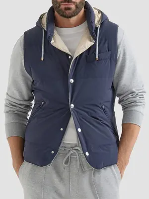 Brunello Cucinelli Bonded Nylon Down Vest With Detachable Hood