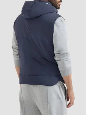 Brunello Cucinelli Bonded Nylon Down Vest With Detachable Hood