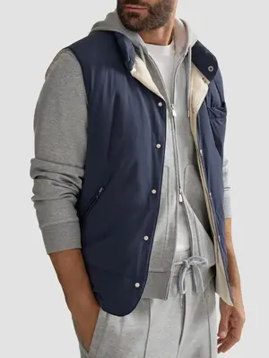 Brunello Cucinelli Bonded Nylon Down Vest With Detachable Hood