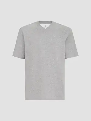 Brunello Cucinelli Cotton Jersey V-neck T-shirt - Medium Grey
